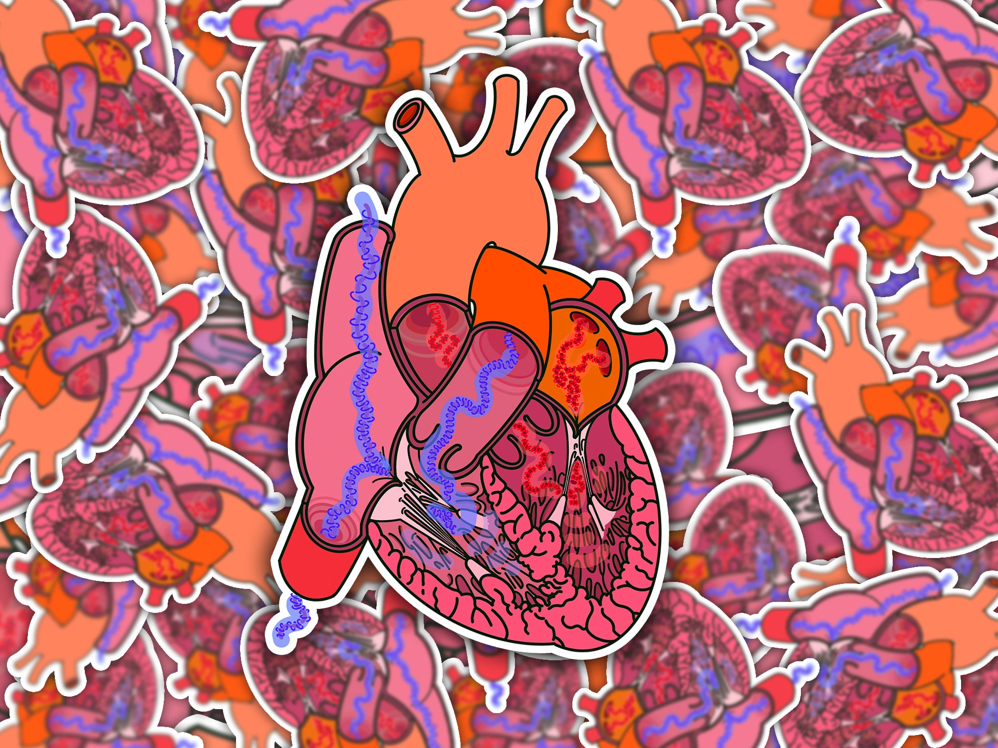 Heart Blood Flow Sticker – RN Art Line